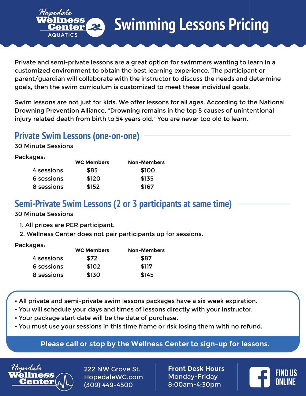 Hopedale Wellness Center | Swim Lessons